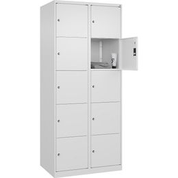 C+P 5er-Schlie&szlig;fachschrank Classic PLUS, 2 Abteile, verkehrswei&szlig;, B 800 mm, 10 F&auml;cher, mit Bodengleitern
