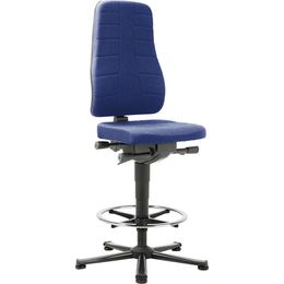 bimos Arbeitsdrehstuhl All-in-One, mit Bodengleitern und Fußring, Stoffpolster, blau