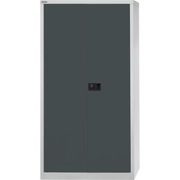 Bisley UNIVERSAL Fl&uuml;gelt&uuml;renschrank, HxBxT 1806 x 914 x 400 mm, 3 verzinkte Fachb&ouml;den, 4 Ordnerh&ouml;hen, lichtgrau / anthrazit