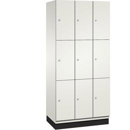 C+P 3er-Schlie&szlig;fachschrank Cambio, 3 Abteile, reinwei&szlig; / wei&szlig;, HPL-T&uuml;r, B 900 mm, 9 F&auml;cher