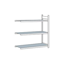 Schulte Weitspannregal, mit Stahlboden, Höhe 2000 mm, Spannweite 1500 mm, Anbauregal, Tiefe 800 mm
