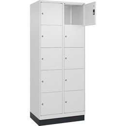 C+P 5er-Schlie&szlig;fachschrank Classic PLUS, 2 Abteile, verkehrswei&szlig;, B 800 mm, 10 F&auml;cher, mit Bodensockel