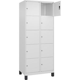 C+P 5er-Schlie&szlig;fachschrank Classic PLUS, 2 Abteile, verkehrswei&szlig;, B 800 mm, 10 F&auml;cher, mit F&uuml;&szlig;en