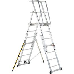 Zarges Teleskop-Plattformleiter, aus Aluminium, 7 Sprossen mit Ausleger