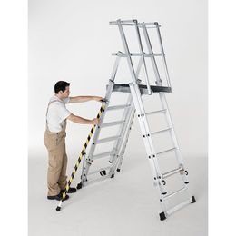 Zarges Teleskop-Plattformleiter, aus Aluminium, 9 Sprossen mit Ausleger