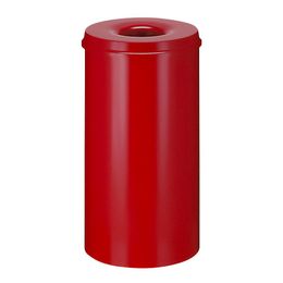 Sicherheits-Papierkorb, Stahl, selbstl&ouml;schend, Volumen 50 l, Hx&Oslash; 625 x 335 mm, Korpus rot / L&ouml;schkopf rot kaiserkraft