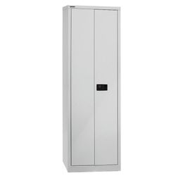 Bisley UNIVERSAL Flügeltürenschrank, HxBxT 1950 x 600 x 400 mm, 4 Fachböden, 5 Ordnerhöhen, lichtgrau