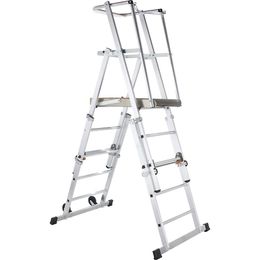 Zarges Teleskop-Plattformleiter, aus Aluminium, 5 Sprossen ohne Ausleger