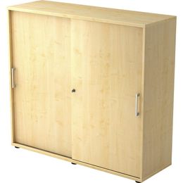 eurokraft pro Schiebet&uuml;renschrank, H&ouml;he 1100 mm, 2 Fachb&ouml;den, Ahorn-Dekor