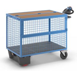 eurokraft pro Kastenwagen mit Elektroantrieb, W&auml;nde aus Stahlgitter, mit Deckel, LxBxH 1630 x 830 x 1200 mm
