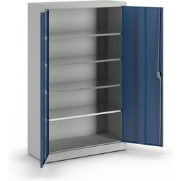 Mauser Schwerlast-Fl&uuml;gelt&uuml;rschrank, HxB 1950 x 1200 mm, Tiefe 500 mm, lichtgrau/enzianblau