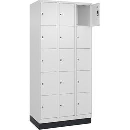 C+P 5er-Schlie&szlig;fachschrank Classic PLUS, 3 Abteile, verkehrswei&szlig;, B 900 mm, 15 F&auml;cher, mit Bodensockel