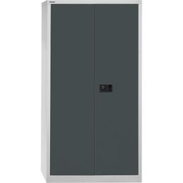 Bisley UNIVERSAL Flügeltürenschrank, HxBxT 1806 x 914 x 400 mm, 3 Fachböden, 4 Ordnerhöhen, lichtgrau / anthrazit