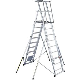 Zarges Teleskop-Plattformleiter, aus Aluminium, 12 Sprossen mit Ausleger