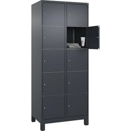 C+P 5er-Schlie&szlig;fachschrank Classic PLUS, 2 Abteile, grau, B 800 mm, 10 F&auml;cher, mit F&uuml;&szlig;en