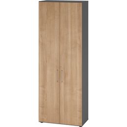 eurokraft pro B&uuml;roschrank, 5 Fachb&ouml;den, 6 Ordnerh&ouml;hen, graphit / Nussbaum