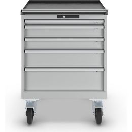 LISTA Schubladenschrank, fahrbar, BxT 717 x 725 mm, 5 Schubladen, lichtgrau