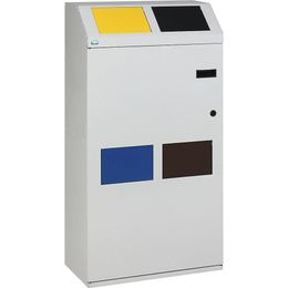 Var Wertstoffsammelschrank, 4-fach-Sammler, Volumen 100 Liter, lichtgrau