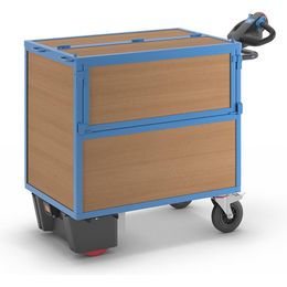 eurokraft pro Kastenwagen mit Elektroantrieb, Wände aus MDF-Platten, mit Deckel, LxBxH 1430 x 730 x 1200 mm