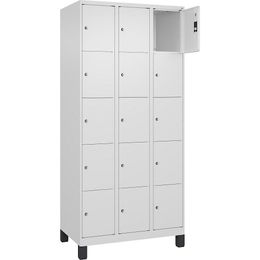 C+P 5er-Schlie&szlig;fachschrank Classic PLUS, 3 Abteile, verkehrswei&szlig;, B 900 mm, 15 F&auml;cher, mit F&uuml;&szlig;en