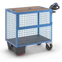 eurokraft pro Kastenwagen mit Elektroantrieb, W&auml;nde aus Stahlgitter, mit Deckel, LxBxH 1430 x 730 x 1200 mm