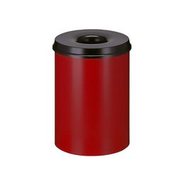 Sicherheits-Papierkorb, Stahl, selbstlöschend, Volumen 30 l, HxØ 470 x 335 mm, Korpus rot / Löschkopf schwarz kaiserkraft