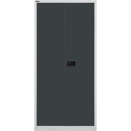 Bisley UNIVERSAL Fl&uuml;gelt&uuml;renschrank, HxBxT 1950 x 914 x 400 mm, 4 verzinkte Fachb&ouml;den, 5 Ordnerh&ouml;hen, lichtgrau / anthrazit