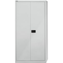 Bisley UNIVERSAL Flügeltürenschrank, HxBxT 1950 x 914 x 400 mm, 4 verzinkte Fachböden, 5 Ordnerhöhen, lichtgrau