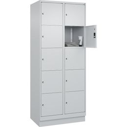 C+P 5er-Schlie&szlig;fachschrank Classic PLUS, 2 Abteile, lichtgrau, B 800 mm, 10 F&auml;cher, mit Bodensockel
