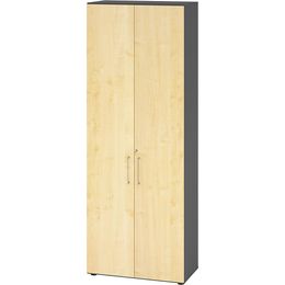 eurokraft pro B&uuml;roschrank, 5 Fachb&ouml;den, 6 Ordnerh&ouml;hen, graphit / alusilber