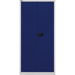 Bisley UNIVERSAL Fl&uuml;gelt&uuml;renschrank, HxBxT 1950 x 914 x 400 mm, mit Garderobeneinsatz, lichtgrau / oxfordblau