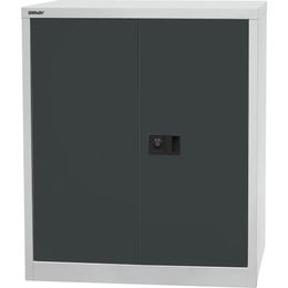 Bisley UNIVERSAL Fl&uuml;gelt&uuml;renschrank, HxBxT 1000 x 914 x 400 mm, 1 Fachboden, 2 Ordnerh&ouml;hen, lichtgrau / anthrazit
