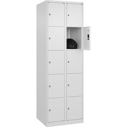C+P 5er-Schlie&szlig;fachschrank Classic PLUS, 2 Abteile, verkehrswei&szlig;, B 600 mm, 10 F&auml;cher, mit Bodengleitern