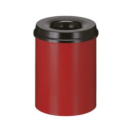Sicherheits-Papierkorb, Stahl, selbstlöschend, Volumen 15 l, HxØ 360 x 255 mm, Korpus rot / Löschkopf schwarz kaiserkraft