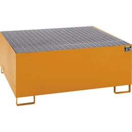 eurokraft pro Stahl-Auffangwanne f&uuml;r Tankcontainer IBC / KTC, LxBxH 1460 x 1460 x 630 mm, Auffangvolumen 1000 l, lackiert, orange RAL 2000