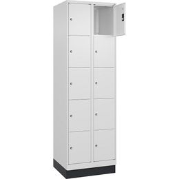 C+P 5er-Schlie&szlig;fachschrank Classic PLUS, 2 Abteile, verkehrswei&szlig;, B 600 mm, 10 F&auml;cher, mit Bodensockel