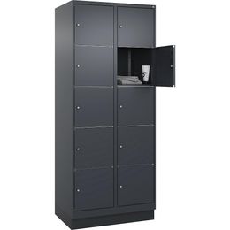 C+P 5er-Schlie&szlig;fachschrank Classic PLUS, 2 Abteile, grau, B 800 mm, 10 F&auml;cher, mit Bodensockel