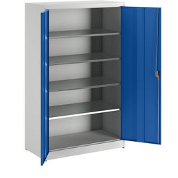 Mauser Schwerlast-Fl&uuml;gelt&uuml;rschrank, HxB 1950 x 1200 mm, Tiefe 600 mm, lichtgrau/enzianblau