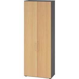eurokraft pro B&uuml;roschrank, 5 Fachb&ouml;den, 6 Ordnerh&ouml;hen, graphit / Buche