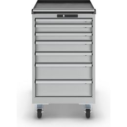 LISTA Schubladenschrank, fahrbar, BxTxH 564 x 725 x 990 mm, 7 Schubladen, lichtgrau