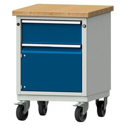 ANKE Kompaktwerkbank, BxT 605 x 650 mm, 1 Schublade, 1 Schrank, fahrbar