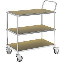 Kongamek ESD-Etagenwagen, 4 Lenkrollen, 3 Ladeflächen, LxBxH 850 x 435 x 950 mm, 2 mit Stopp