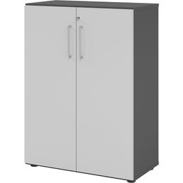 eurokraft pro B&uuml;roschrank, 2 Fachb&ouml;den, 3 Ordnerh&ouml;hen, graphit / lichtgrau