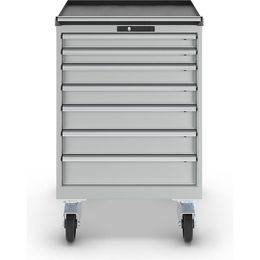 LISTA Schubladenschrank, fahrbar, BxT 717 x 725 mm, 7 Schubladen, lichtgrau