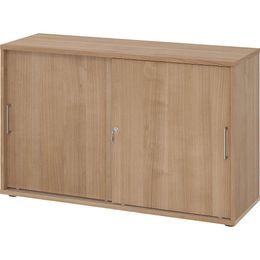 eurokraft pro Schiebetürenschrank, Höhe 748 mm, 1 Fachboden, Nussbaum