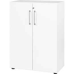 eurokraft pro B&uuml;roschrank, 2 Fachb&ouml;den, 3 Ordnerh&ouml;hen, wei&szlig;