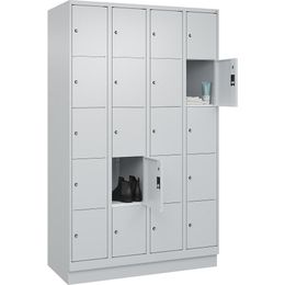 C+P 5er-Schlie&szlig;fachschrank Classic PLUS, 4 Abteile, lichtgrau, B 1200 mm, 20 F&auml;cher, mit Bodensockel