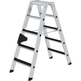 MUNK Stufen-Stehleiter CLIP-STEP, beidseitig begehbar, geriffelt, 2 x 5 Stufen