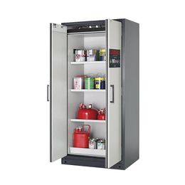 ASECOS Feuerbest&auml;ndiger Gefahrstoffschrank FM/UL/ULC/Typ 90, 2 T&uuml;ren, HxBxT 1953 x 893 x 615 mm, grau/grau