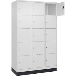 C+P 5er-Schlie&szlig;fachschrank Classic PLUS, 3 Abteile, verkehrswei&szlig;, B 1200 mm, 15 F&auml;cher, mit Bodensockel